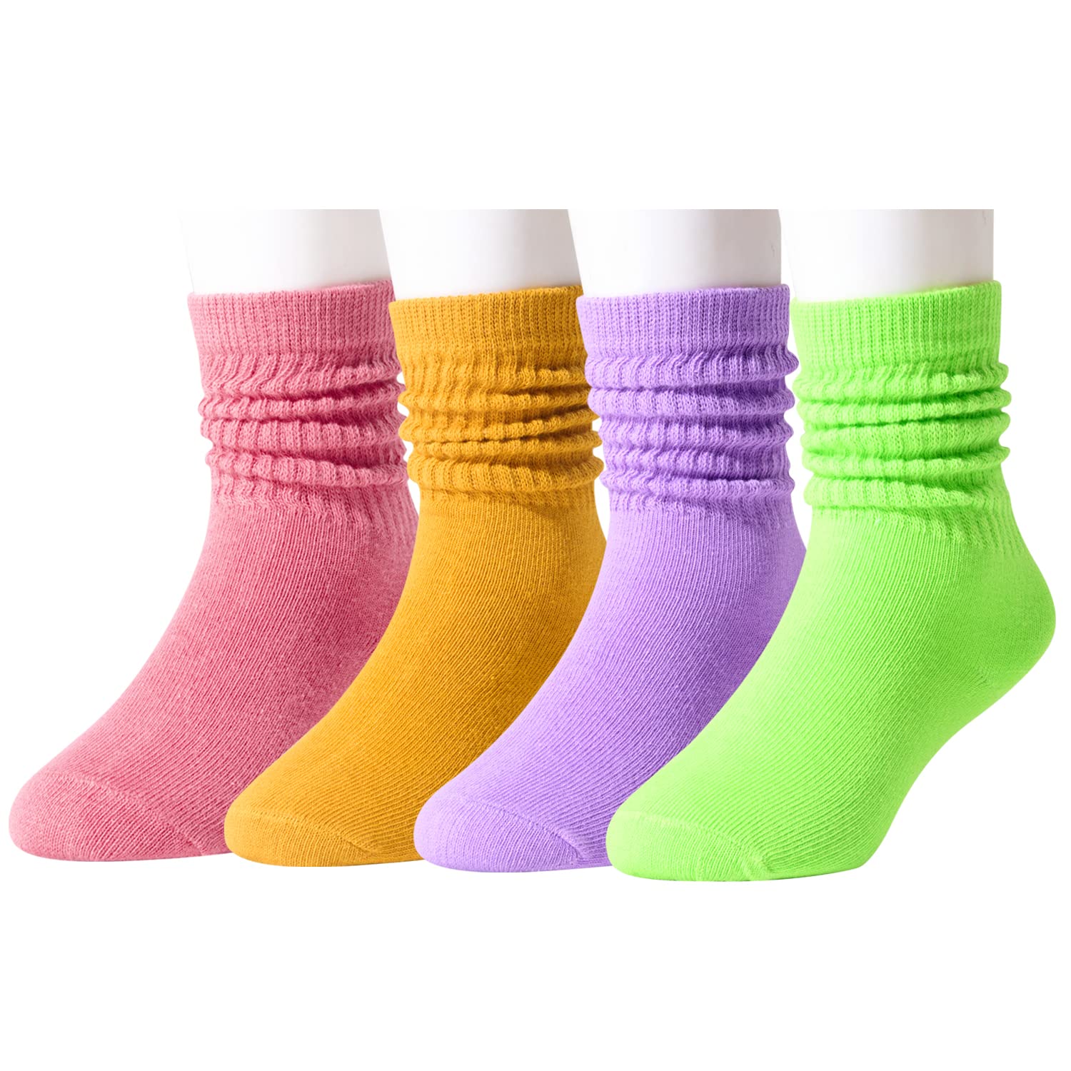 Little Girls Slouch Boots Socks 4 Pack, Toddler Girls Long Socks Kids ...
