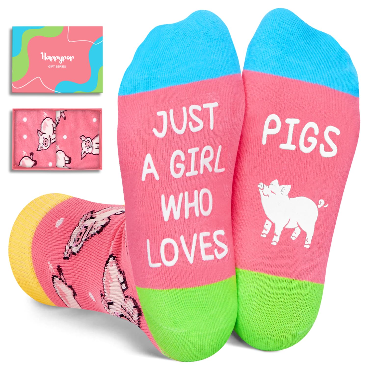 HAPPYPOP Cute Pig Gifts for Girls - Novelty Pig Socks Kids Pink Piggy ...
