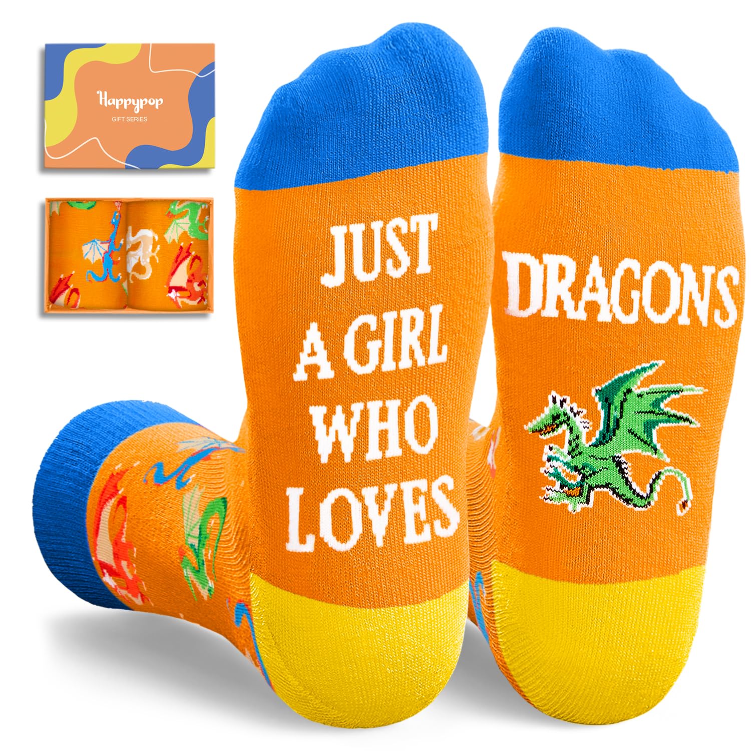 HAPPYPOP Funny Dragon Gifts for Women Teen Girls - Dragon Socks, Funny ...