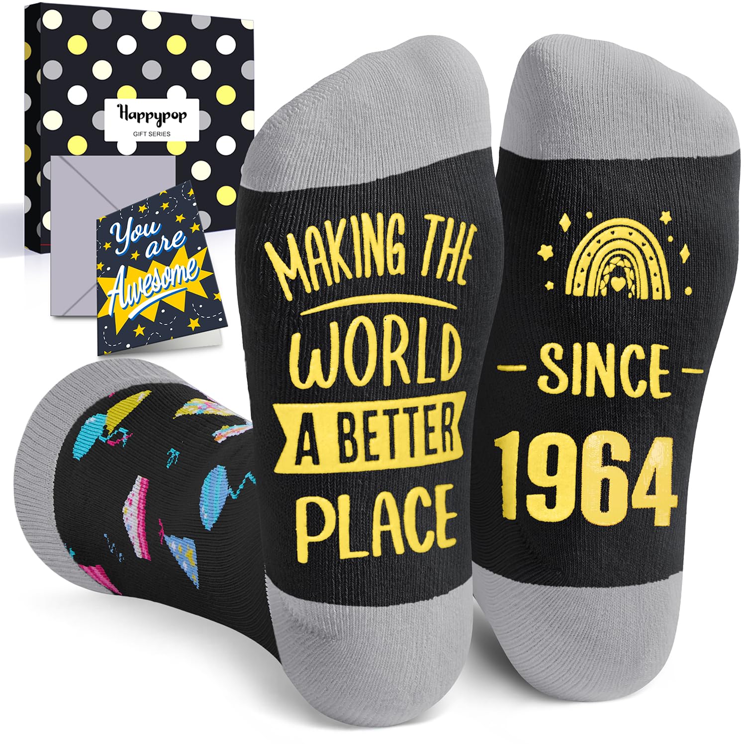 60th Birthday Socks Gifts Ideas - 1964 Birthday Gifts for Older Men Se ...