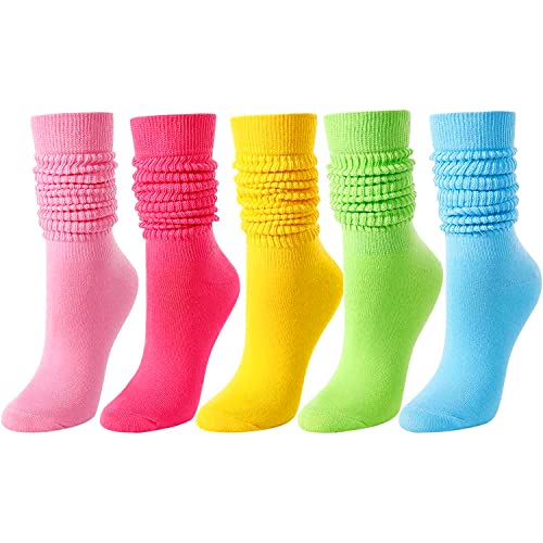 5 Pairs Cotton Long High Tube Socks, Fashion Vintage 80s Gifts, 90s Gi ...