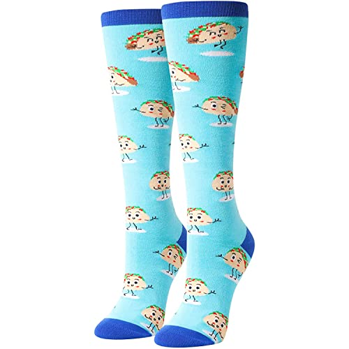 Women's Taco Socks Knee High, Mexican Theme Socks, Taco Gifts, Taco Lo ...