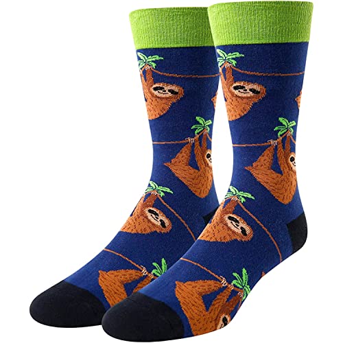 Men's Funny Fuzzy Thick Crew Pop Sloth Socks Gifts for Sloth Lovers ...