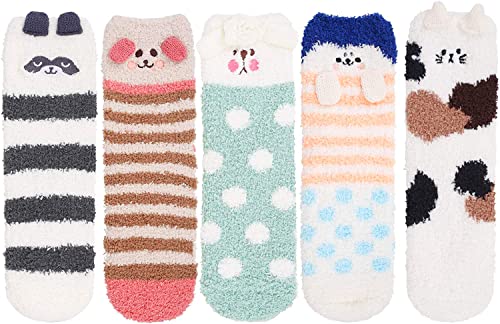 Winter Warm Women Coral Socks Soft Fuzzy Thermal Cozy Cartoon Sock Gir ...