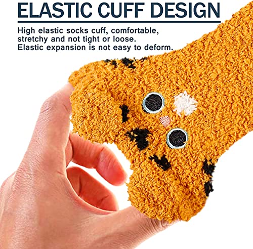 5 Pack Fuzzy Cat Paw Socks for Women Girls Gifts Cute Fun Cozy Fluffy ...